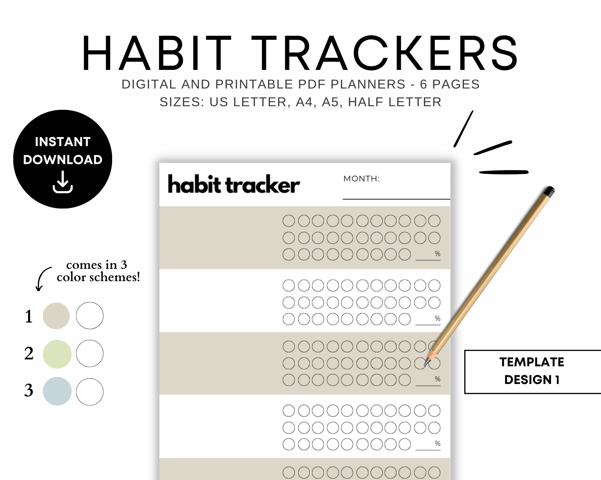 Habit Tracking Templates, Habit Trackers, Digital and Printable ...