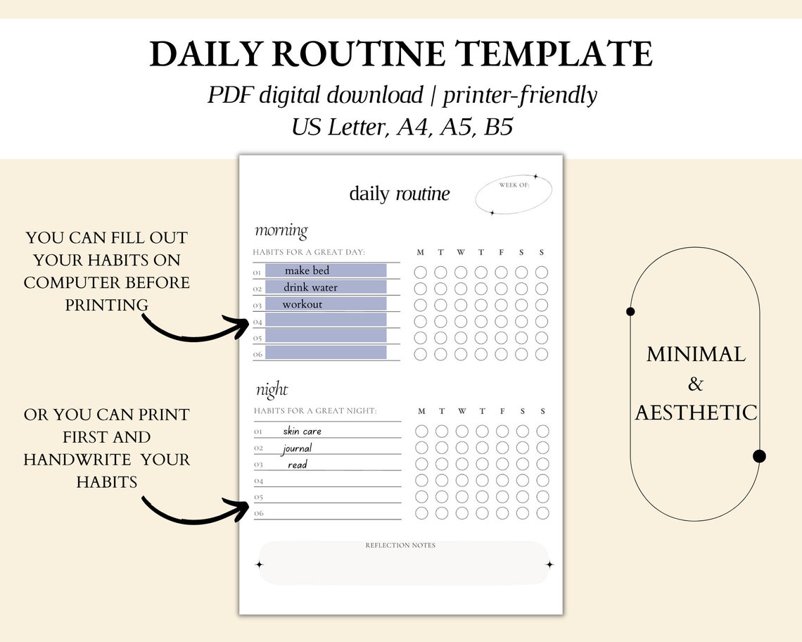 Daily Routines Planner | Modern and Minimalist Planner Template ...