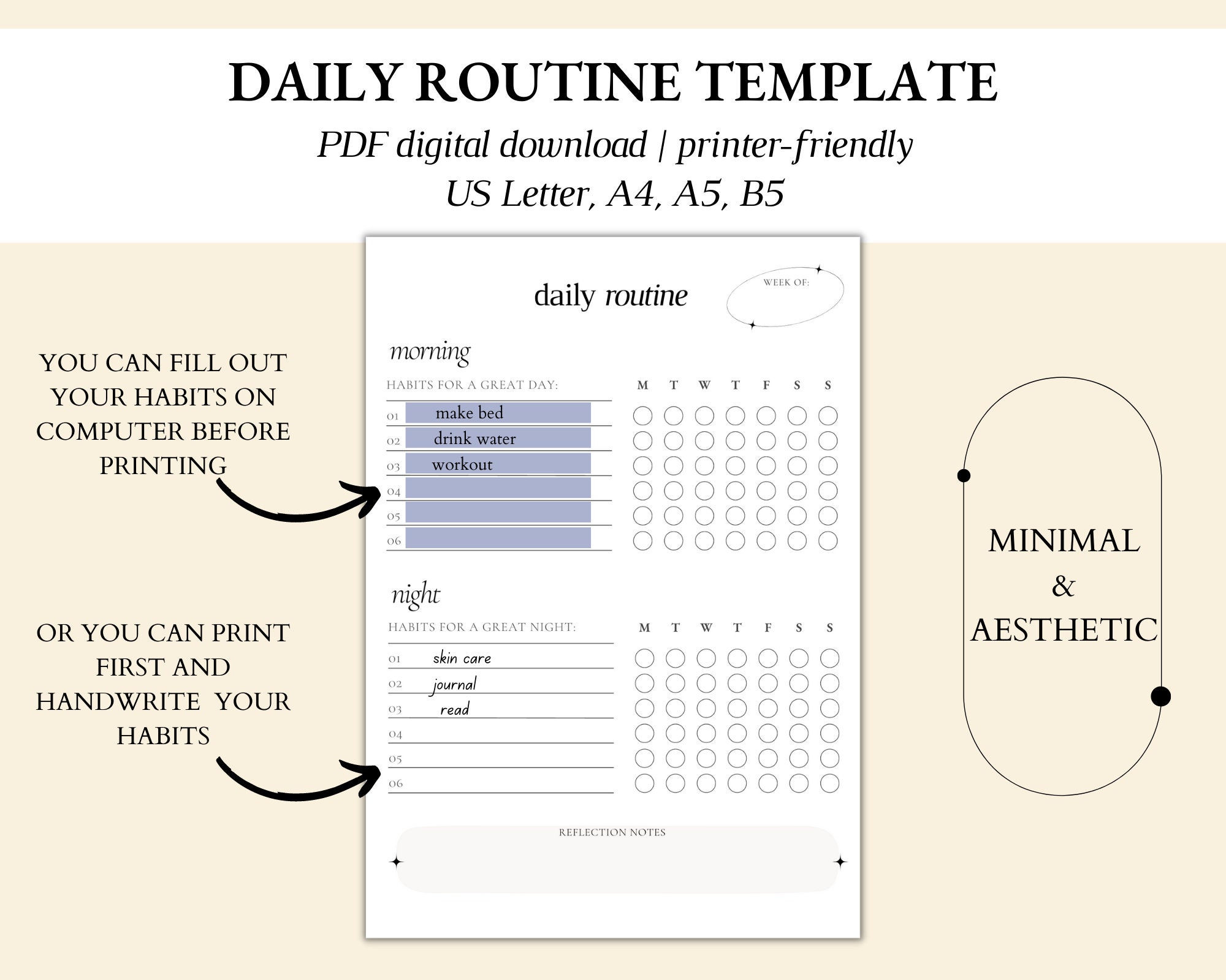 Daily Routines Planner Modern and Minimalist Planner Template Morning ...