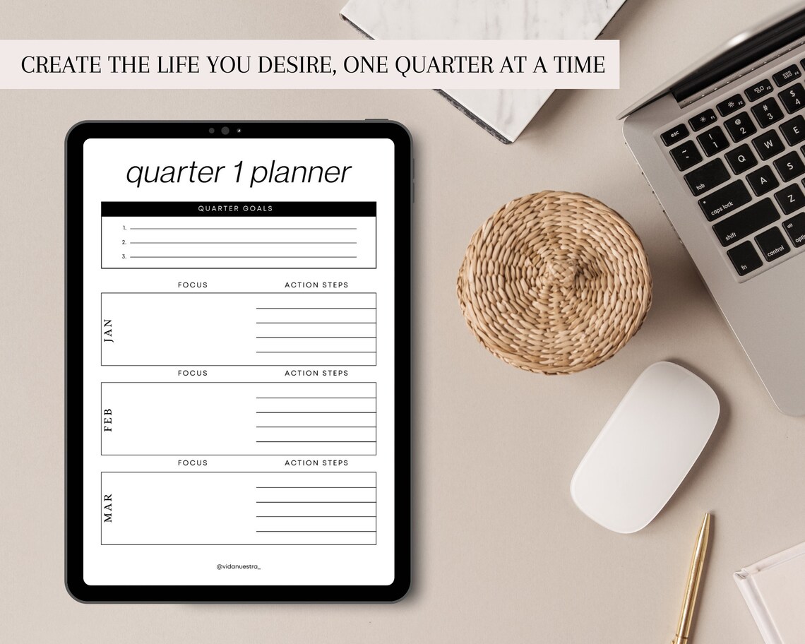 Quarterly Planner, 90-day Goal Quarter Planner Template, 3 Months ...