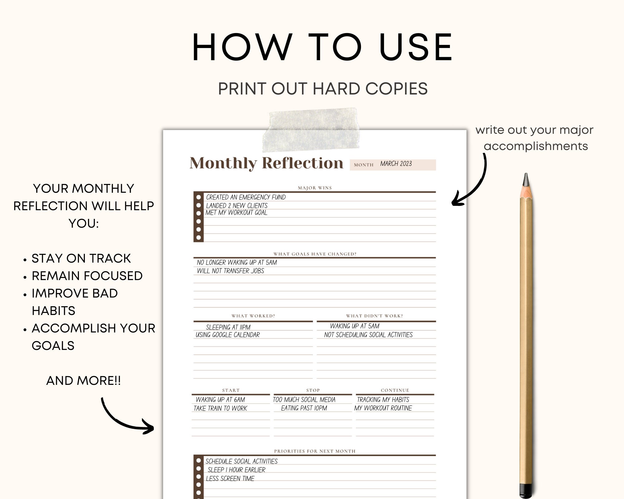 Monthly Review Printable, Monthly Reflection, Monthly Summary, Monthly ...