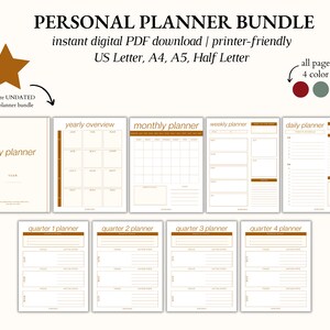 Printable Planner, Digital Planner, Undated Personal Planner Bundle ...