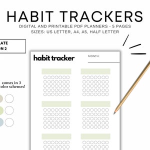 Habit Tracking Templates, Habit Trackers, Digital and Printable ...