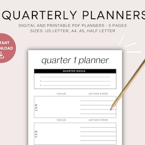 Quarterly Planner, 90-day Goal Quarter Planner Template, 3 Months ...