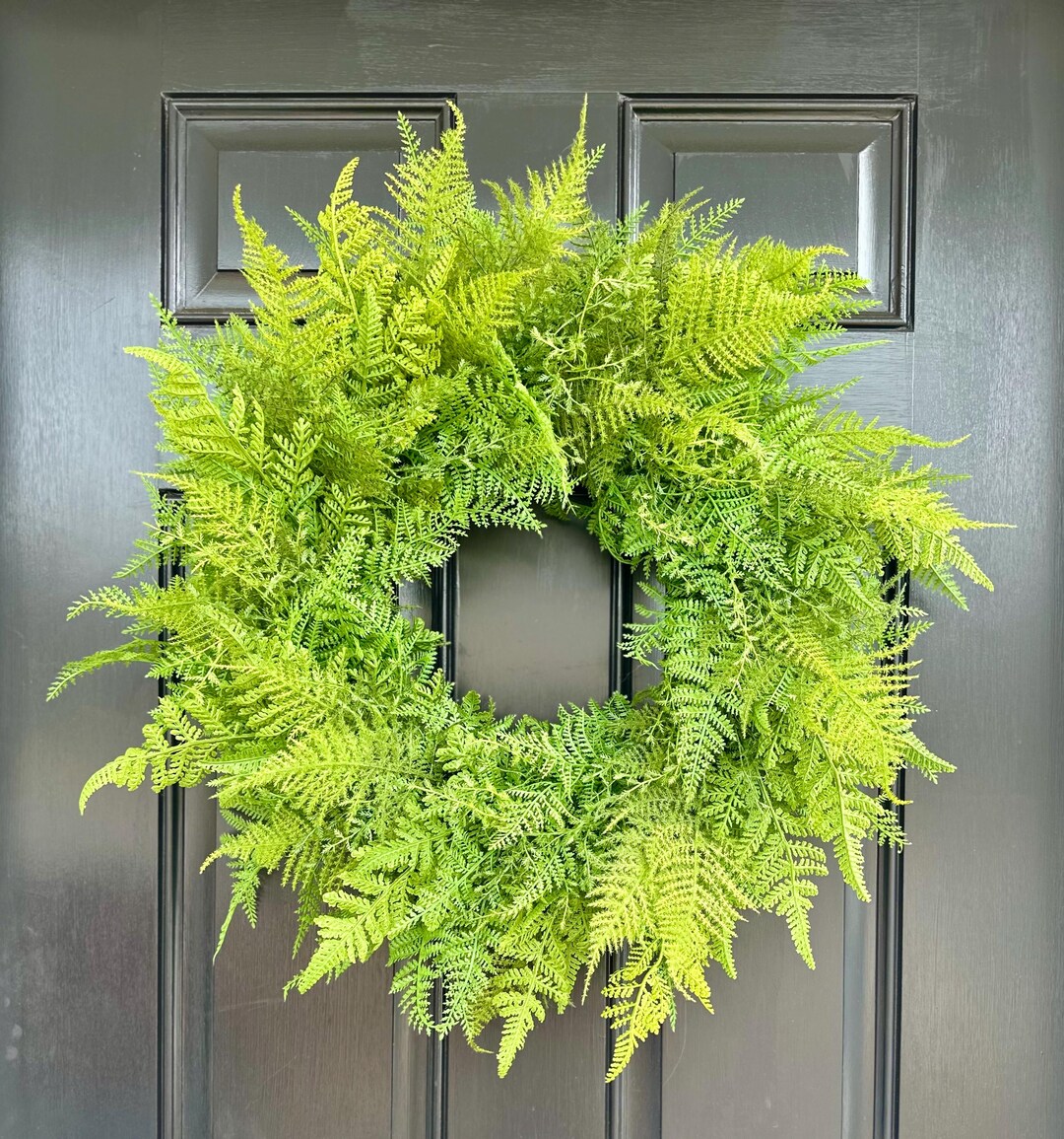 Spring Fern Wreath for Front Door, Summer Cottage Everyday Greenery ...
