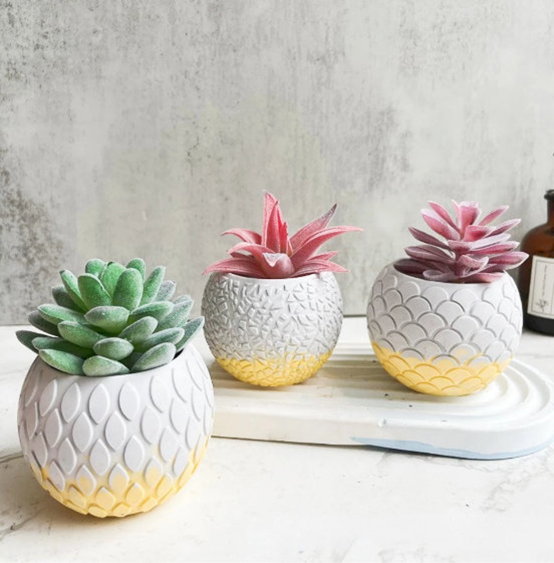 Round Fish Scales Planter Silicone Mold Scale Concrete Candle Holder ...