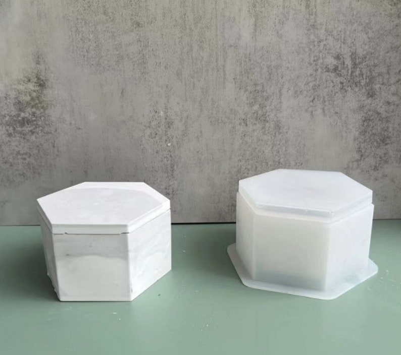 Large Size Hexagon Storage Box With Lid Silicone Mold Concrete - Etsy