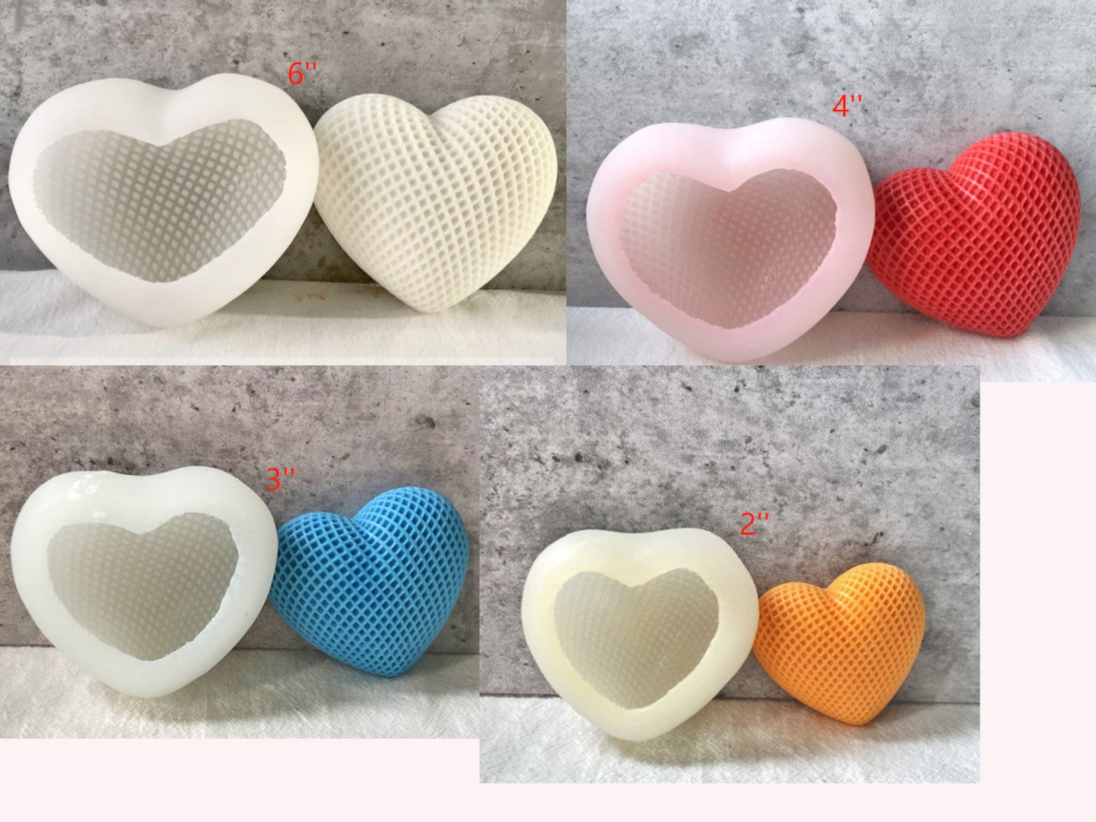 Large 3D Heart Silicone Mold for Candle Cement Concrete Resin Molds ...