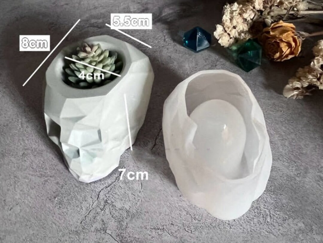 3D Geometric Mini Skull Head Mold for Candle Vessels Home Decor ...