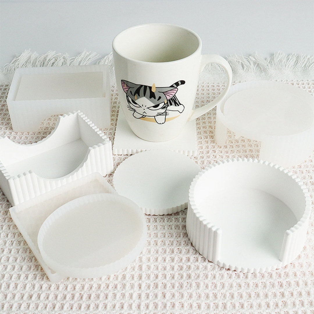Stripe Round Square Coaster Mold for Concrete Cement Molds Cup Mat ...