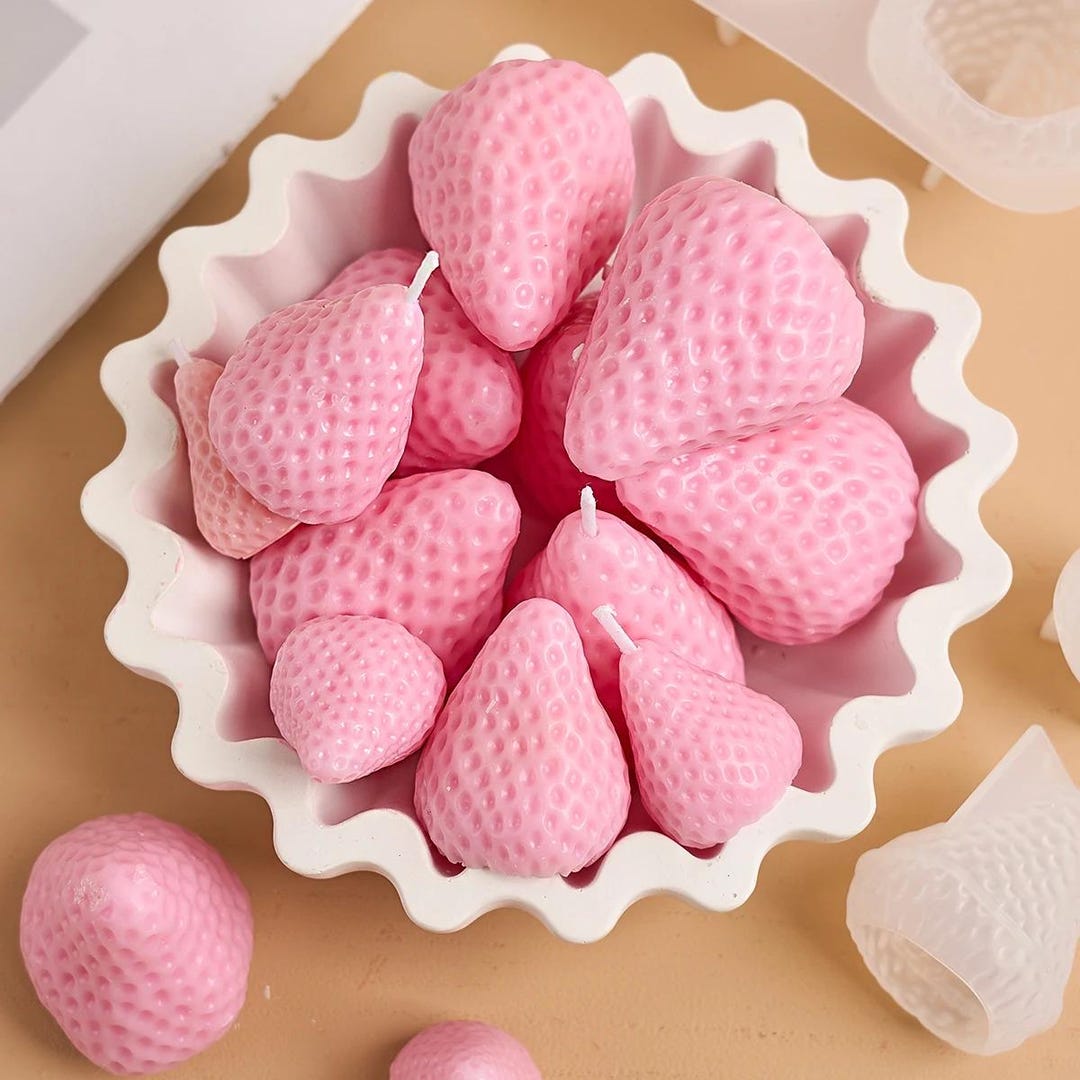 3d Strawberry Silicone Candle Mold DIY Wedding Birthday Gift Aroma Soap ...