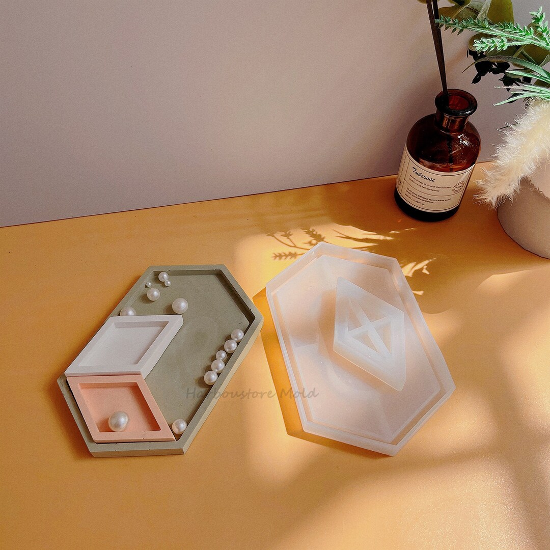 Rhombus Jewelry Tray Silicone Mold Concrete Jewelry Trinket Tray Mols ...