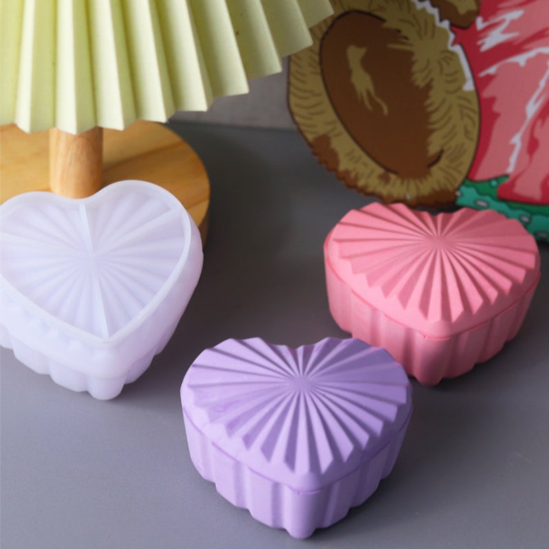Heart Box Silicone Mold With Lid ,jewelry Container Mold ,jewelry Tray ...