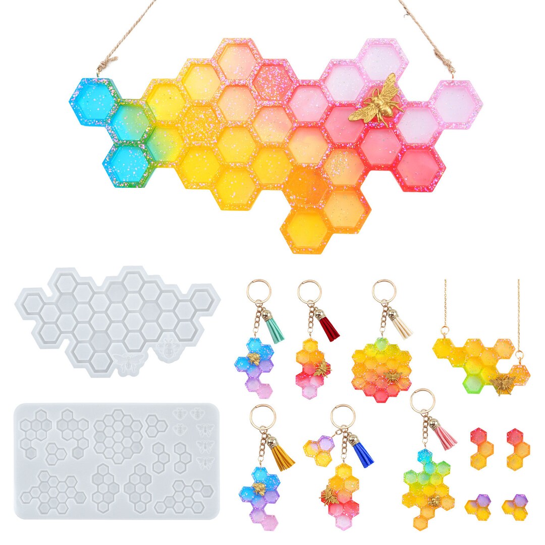 Honeybee Keychain Silicone Molds for Uv Resin Epoxy Honeycomb Mold ...