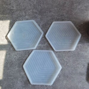 Hexagon Coaster Silicone Mold Stripe Concrete Cup Mat Mold Diy Coaster ...
