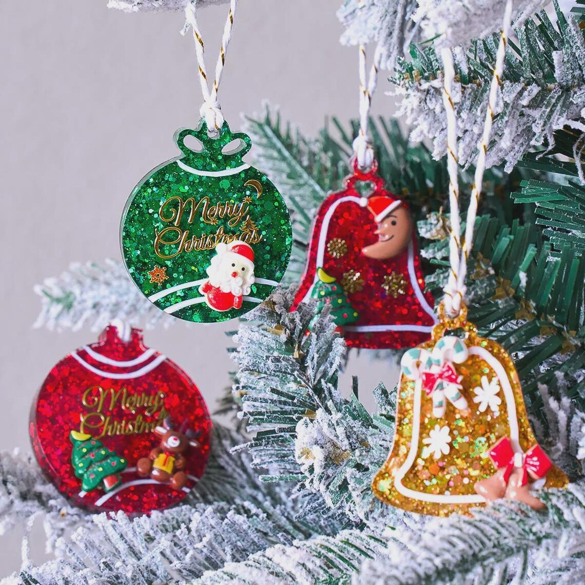 Shiny Resin Christmas Ornament Silicone Mold DIY Bell Christmas Ball ...