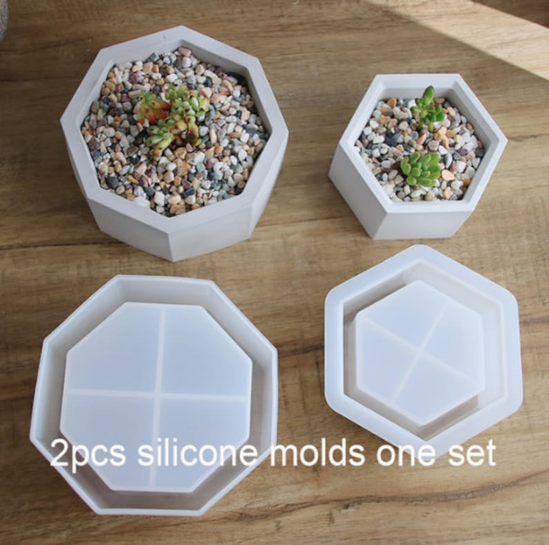 BIG Size Octagon Flower Pot Silicone Molds Concrete Planter - Etsy