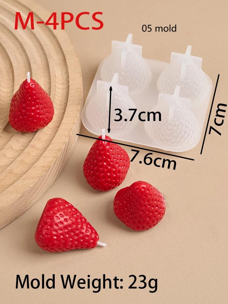 3d Strawberry Silicone Candle Mold DIY Wedding Birthday Gift Aroma Soap ...