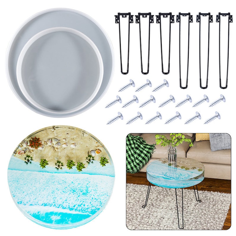 19inch 14inch Round Epoxy Resin Table Mold Unique Coffee Table Epoxy ...
