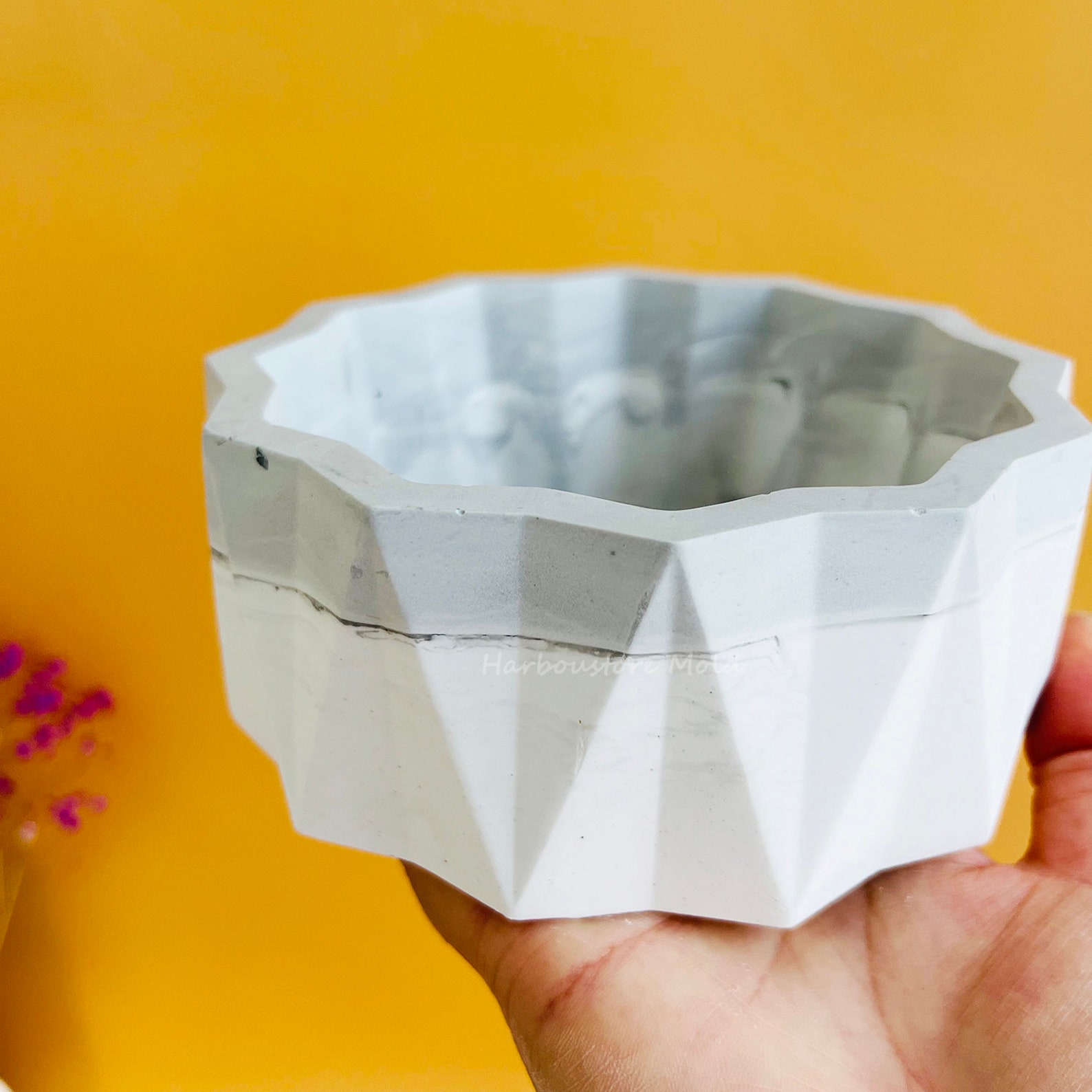 5 Inch Large Polygon Flower Pot Silicone Mold Flowerpot Mold Cement ...