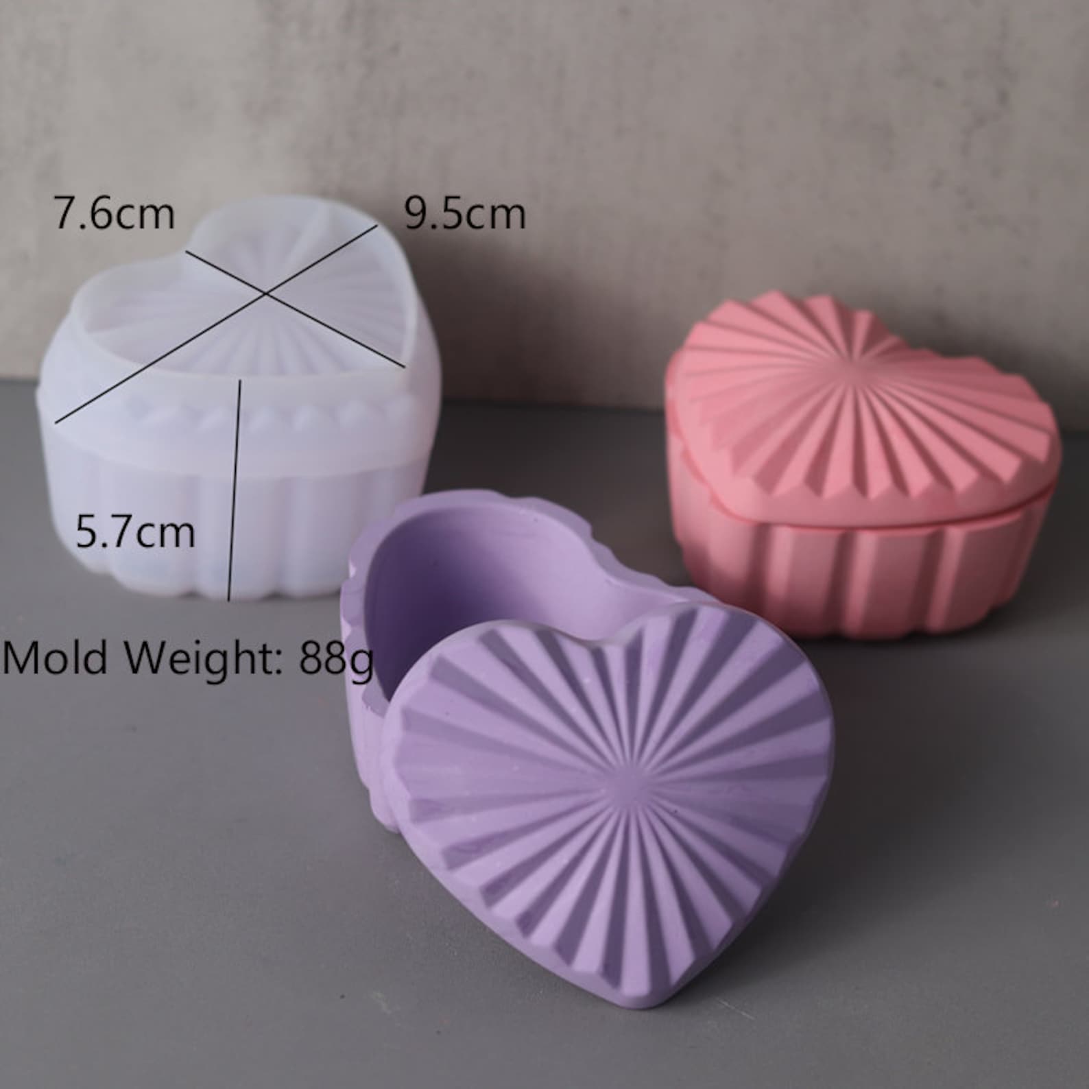 Heart Box Silicone Mold With Lid ,jewelry Container Mold ,jewelry Tray ...