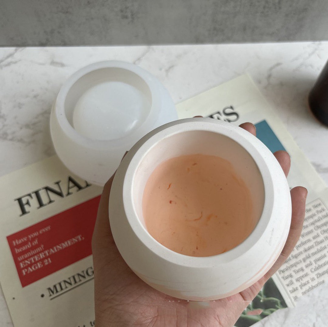 Large Round Candle Vessel Silicone Mold Concrete Sphere Flowerpot Mold ...