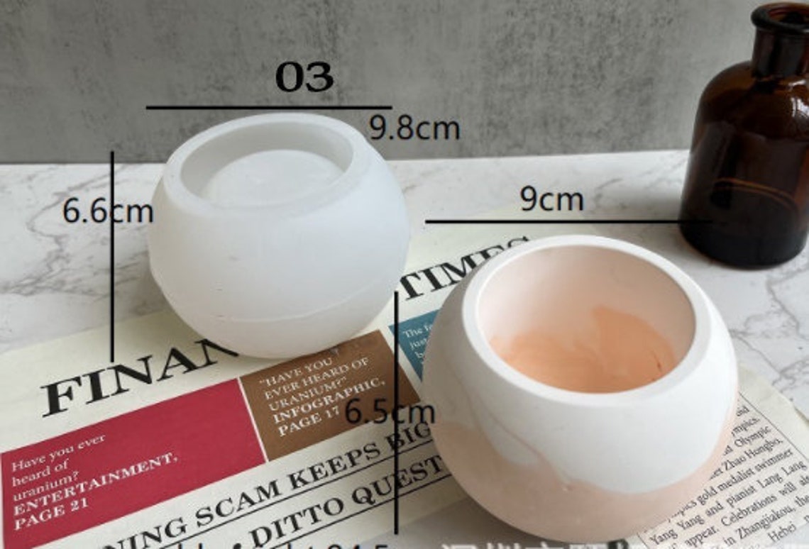 Large Round Candle Vessel Silicone Mold Concrete Sphere - Etsy