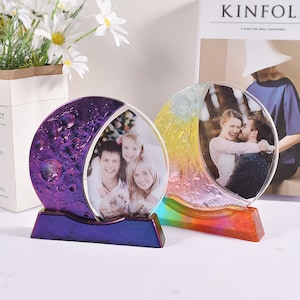 DIY Crystal Epoxy Resin Mold Moon Picture Frame With Base Silicone Mold ...
