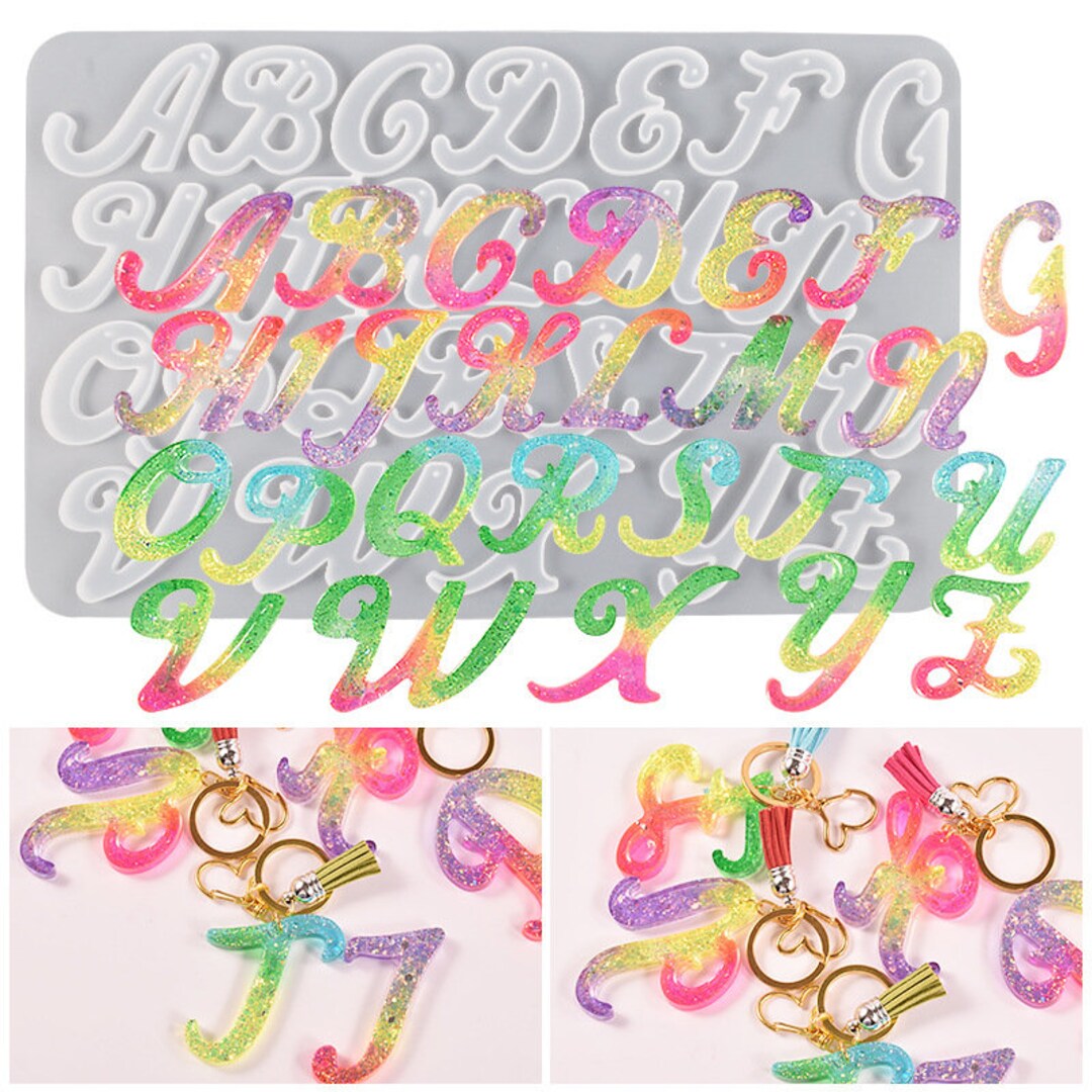Stylized Font English Letter Word Mold Keychain Mold for Resin Crystal ...
