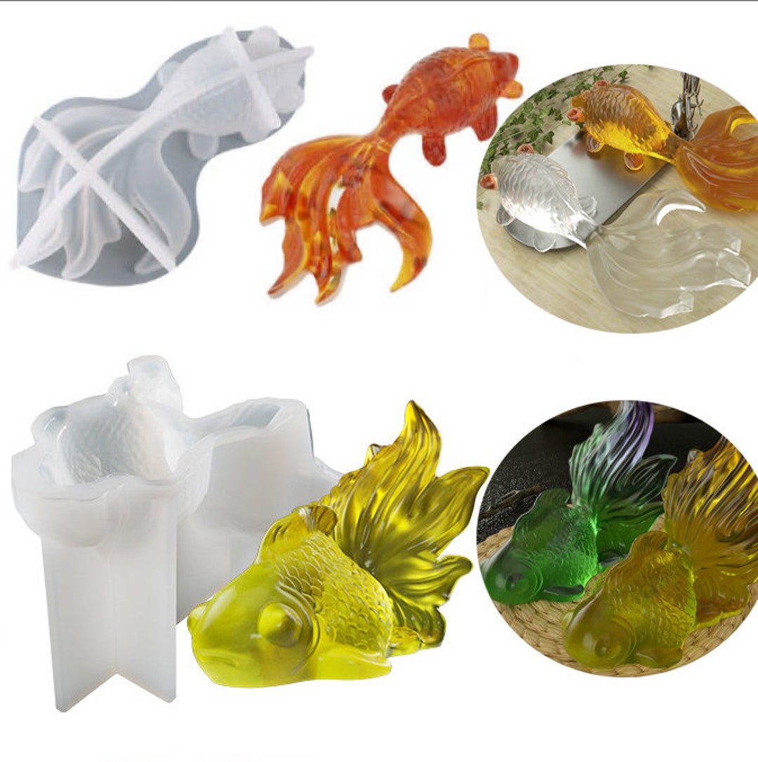 Large Goldfish Silicone Molds, Fish Mold for Resin Shiny Silicone Mold ...