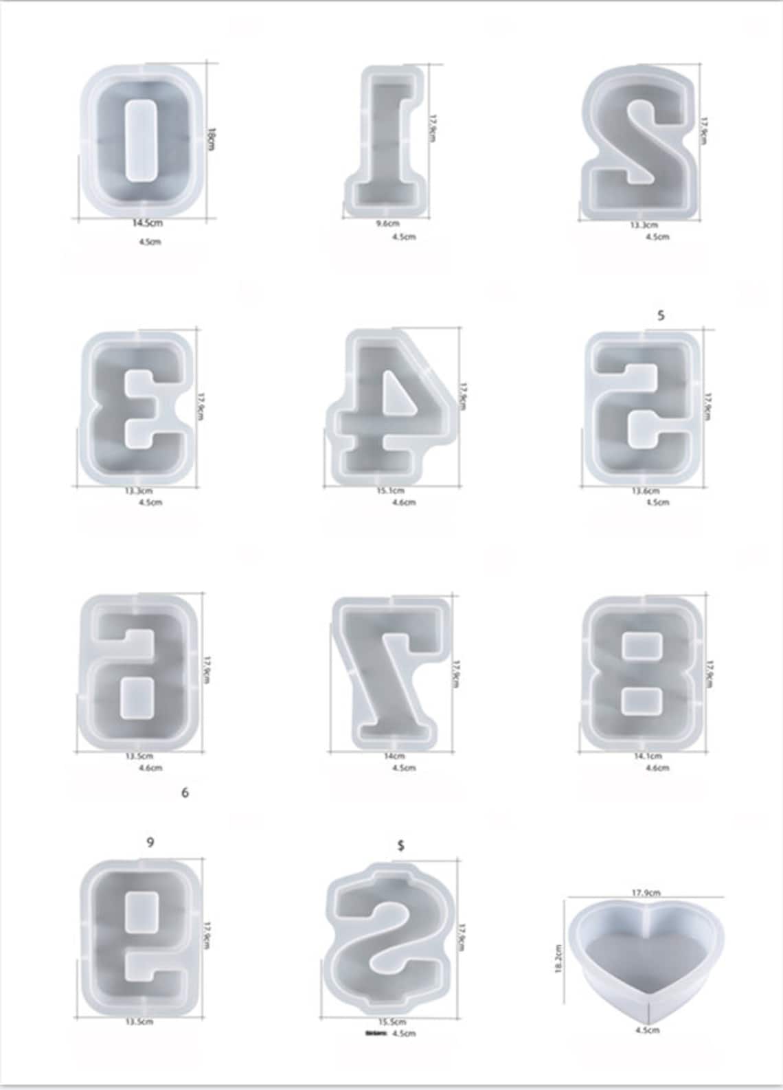 7''large Number Mold 0-9 Number Silicone Mold Number Resin Molds DIY ...