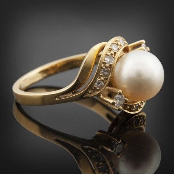 Gold Pearl Ring - Etsy
