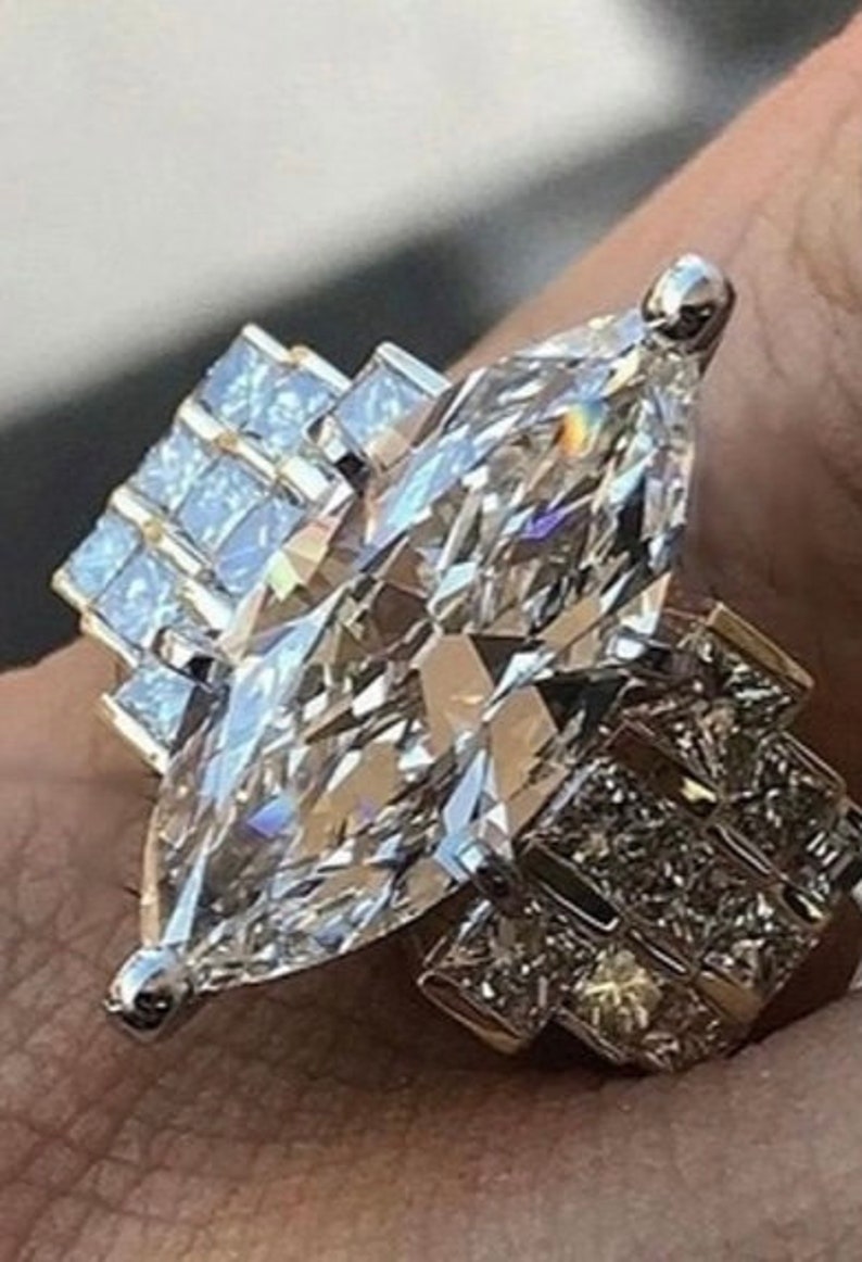 White Sapphire Diamond Ring Large 925 Genuine Sterling Silver Jewelry ...