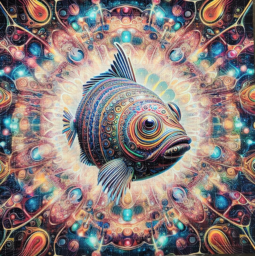 Cosmic Fish Blotter Art - Acid Free LSD Art Print - Etsy