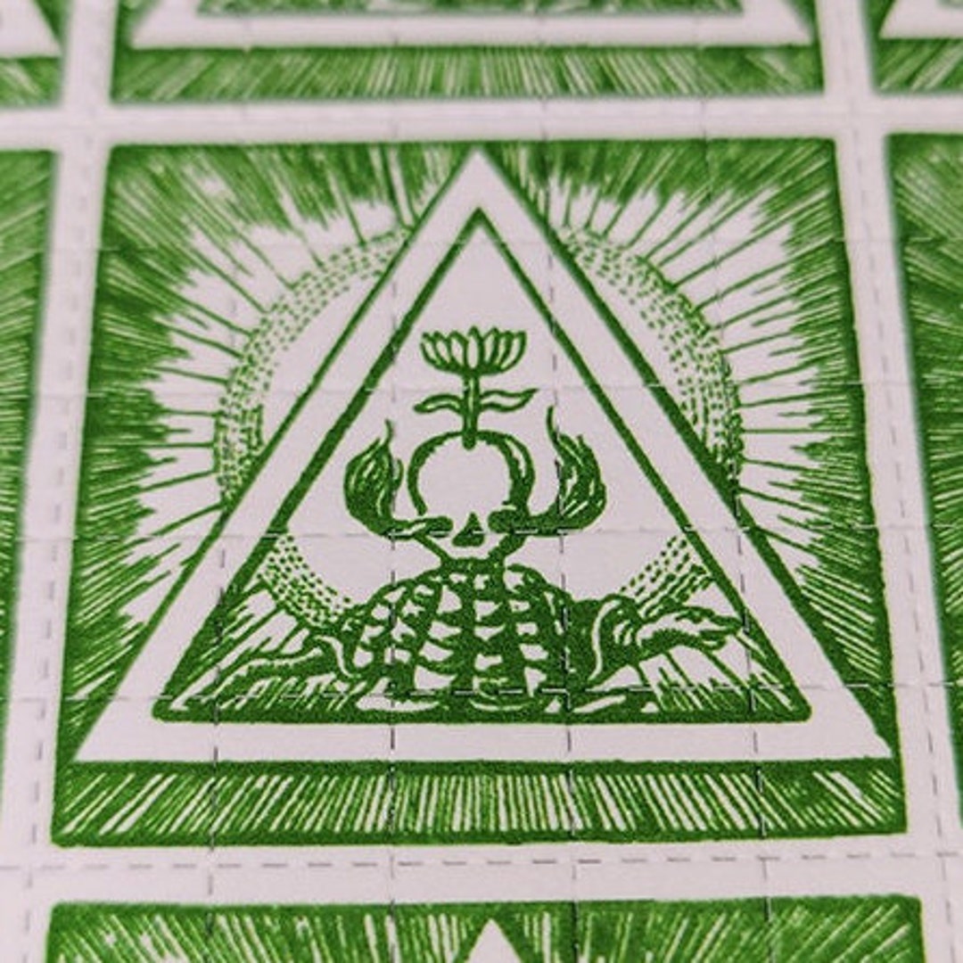 Trimurti Double Sided Blotter Art - Green Version - Acid Free LSD Art ...