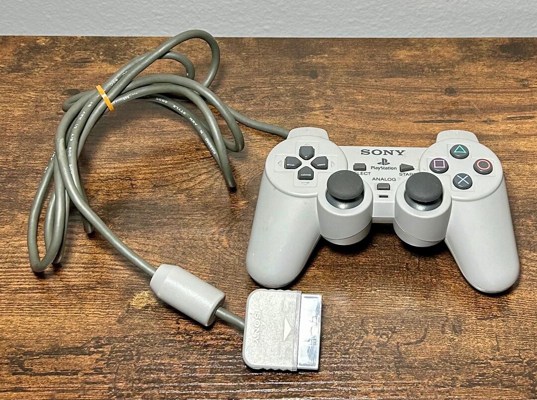 Sony Playstation 1 PS1 Grey Wired Controller OEM Dual Shock SCPH-1200 ...