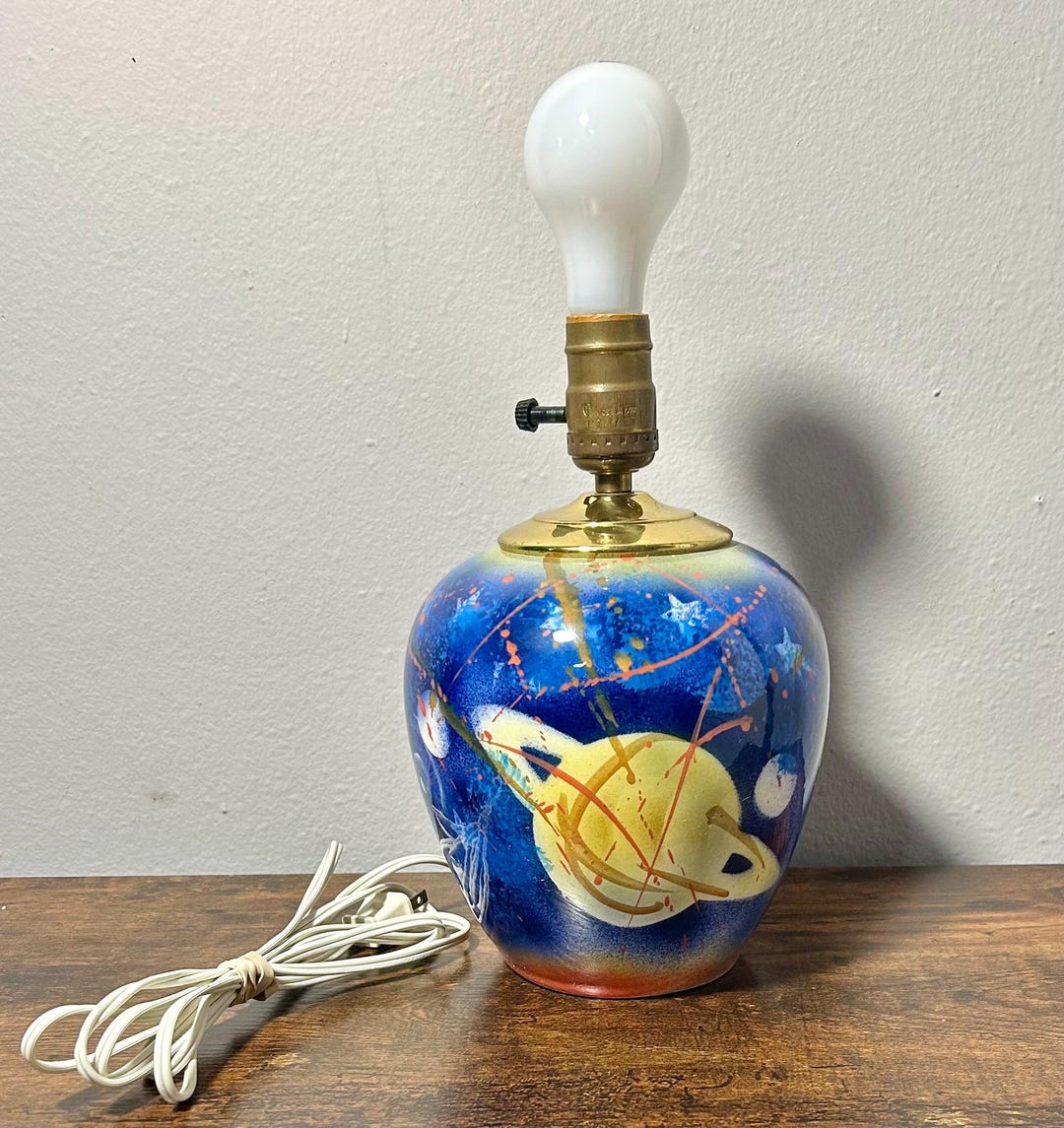 Vintage Blue Judith Stiles Outer Space Planets Celestial Desk Table ...