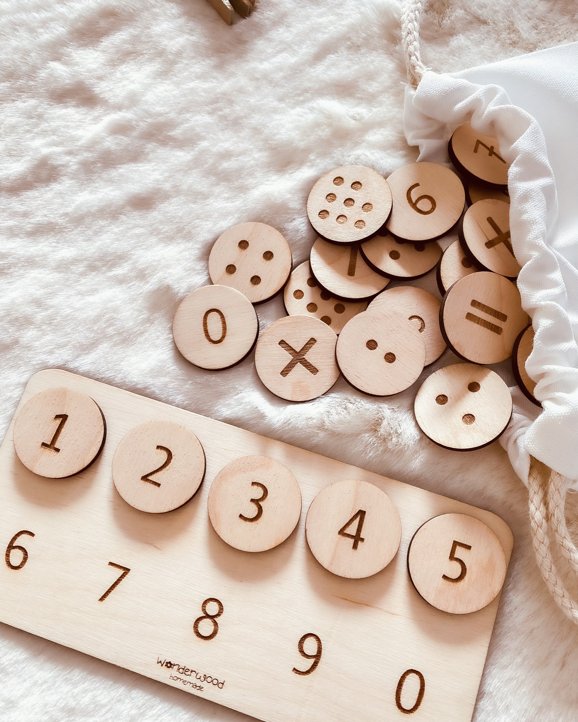 Wooden Number Dots for Kids, Montessori Math Toy, 0-9 Wooden Numbers ...