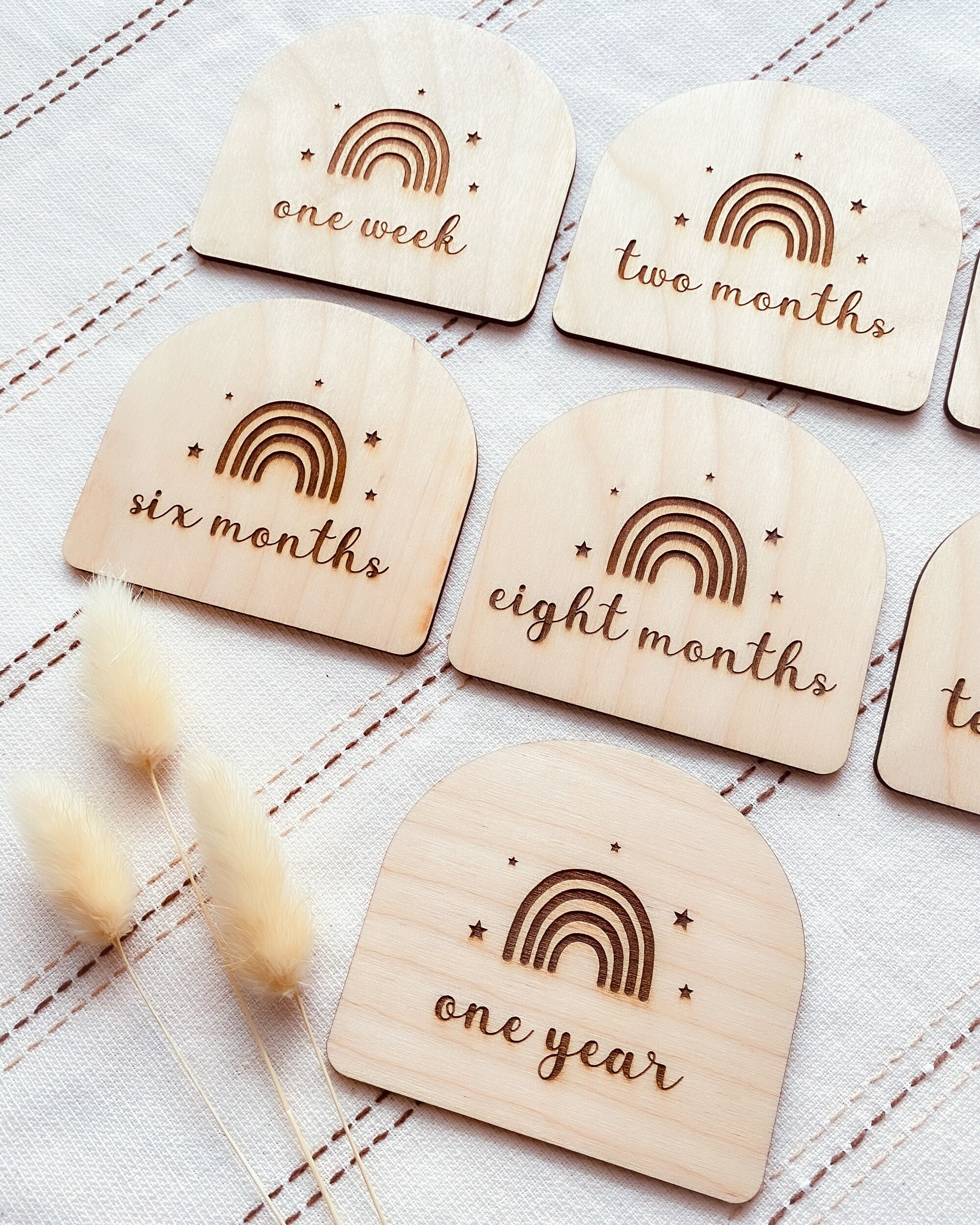 Rainbow Baby Milestone Sign for Photo Props, Wooden Baby Milestone ...