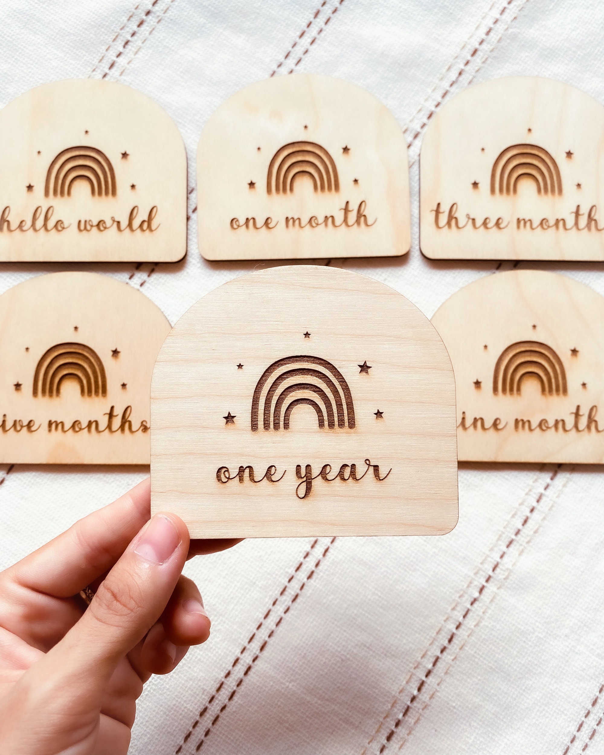 Rainbow Baby Milestone Sign for Photo Props, Wooden Baby Milestone ...