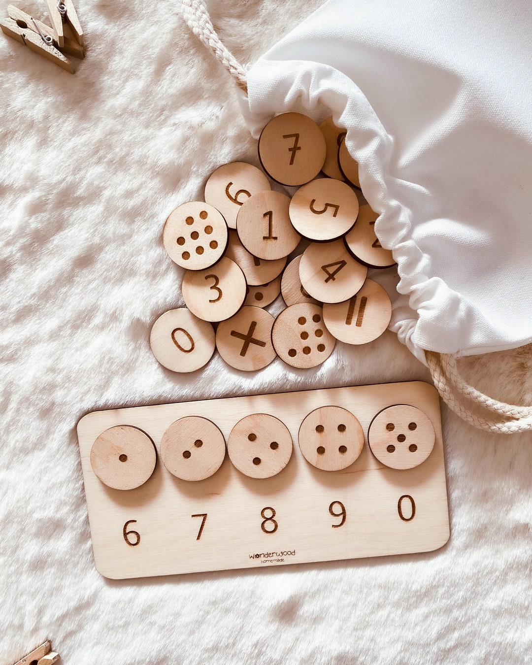 Wooden Number Dots for Kids, Montessori Math Toy, 0-9 Wooden Numbers ...