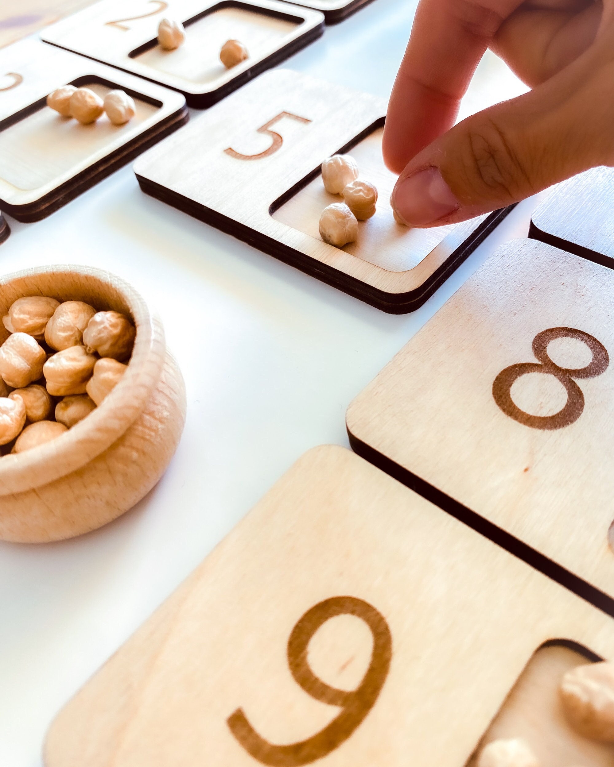 Wooden Number Trays for Kids, 1 to 9 Number Counting Trays, Montessori ...