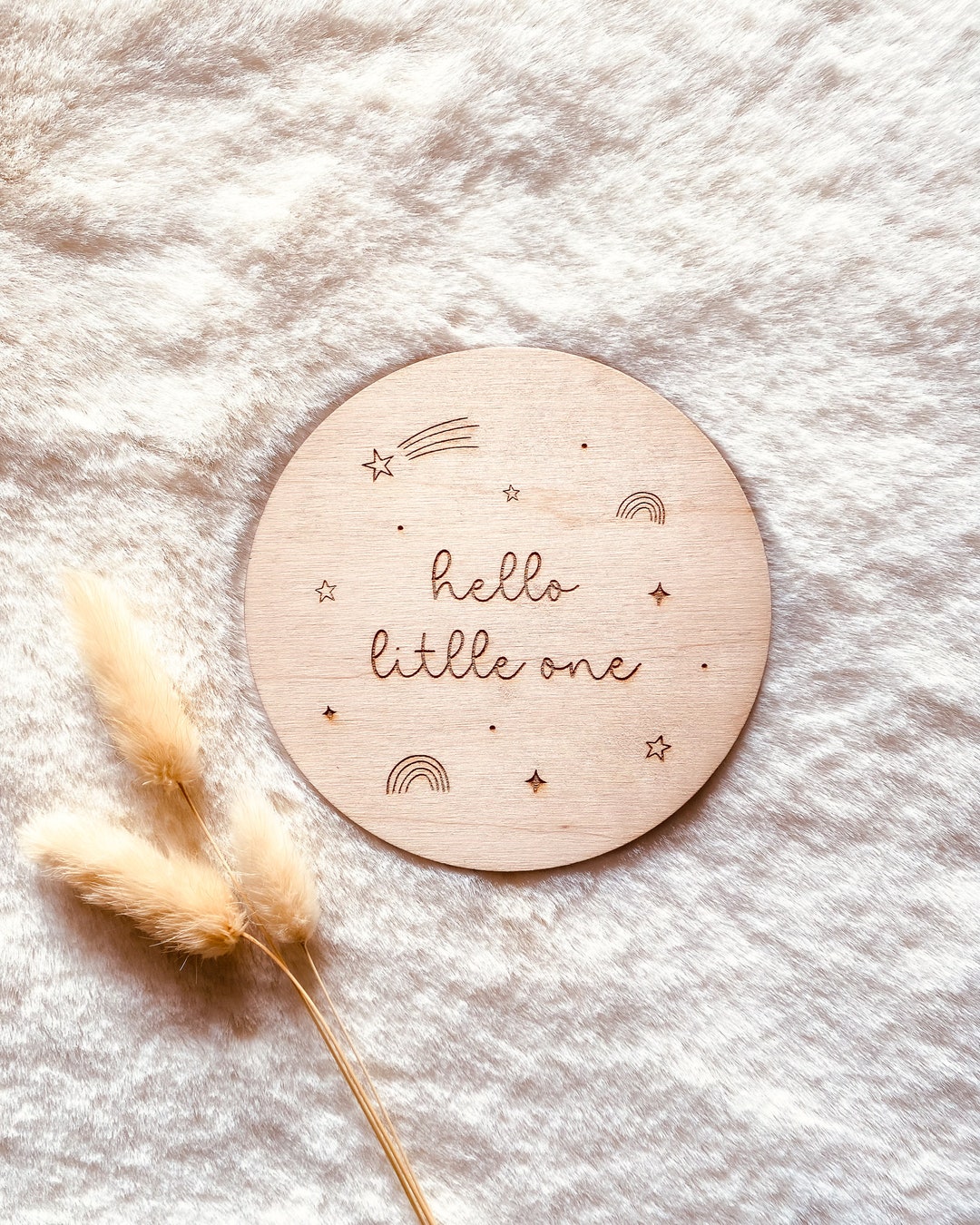 Magical Hello Little One Sign for Baby Photo Props, Wooden Hello World ...