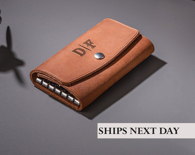 Leather Key Holder With Pull Strap, Keychain, Key Pouch, Handmade Key ...