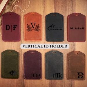 Personalized Leather ID Badge Holder Leather Lanyard for Badge Holder ...
