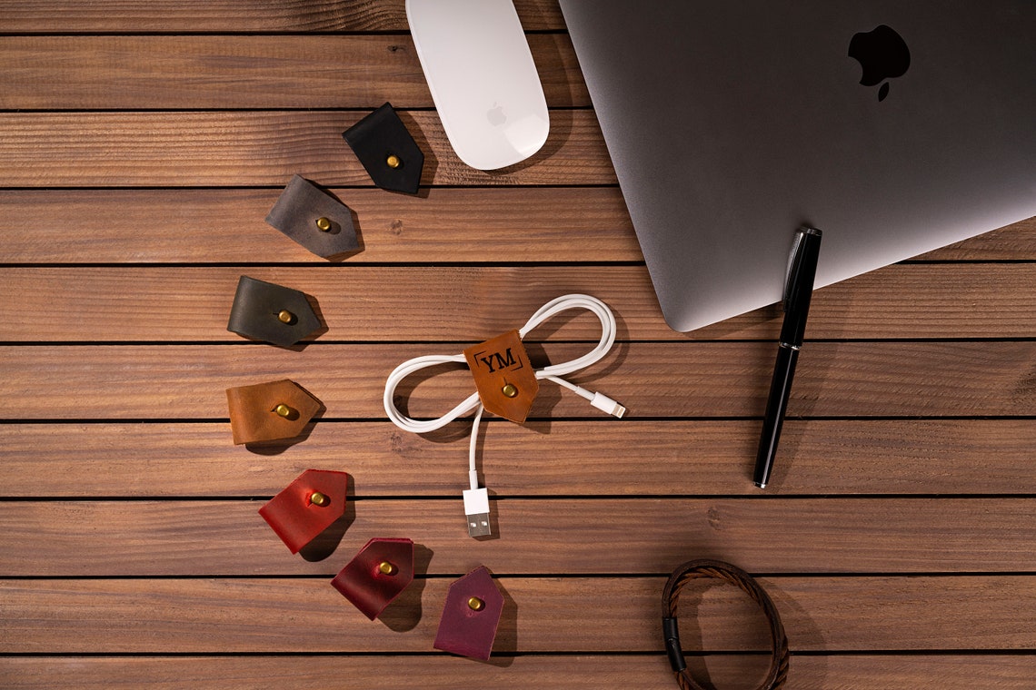Leather Cable Organizer Cord Organizer Personalized Cable - Etsy