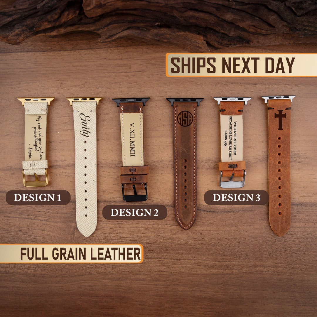 Personalized Leather Anniversary Gift Apple Watch Band Custom Leather ...