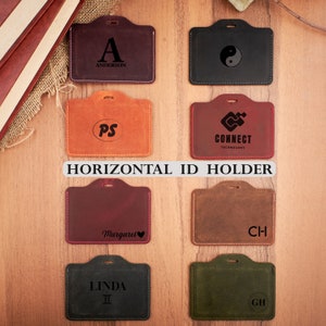 Personalized Leather ID Badge Holder Leather Lanyard for Badge Holder ...