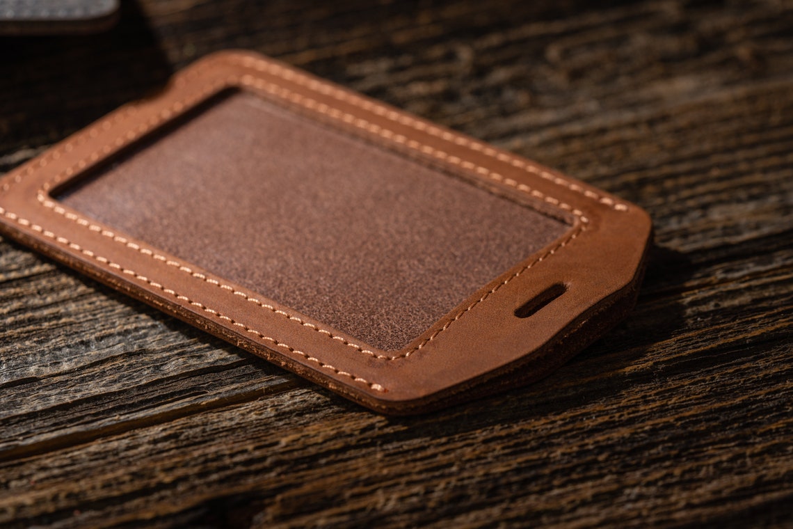 Custom Leather ID Card Holder With Company Logo Engraving - Etsy