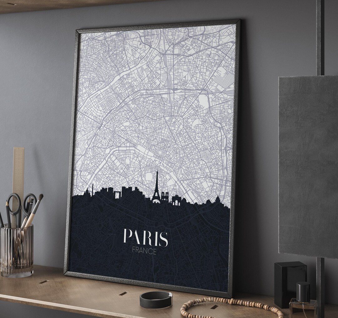 Paris Skyline Print, Paris City Map Print, Paris Poster, Paris Art ...
